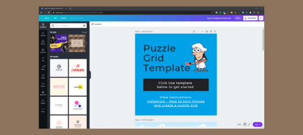 How to split images and create an Instagram puzzle grid [Canva Template ...