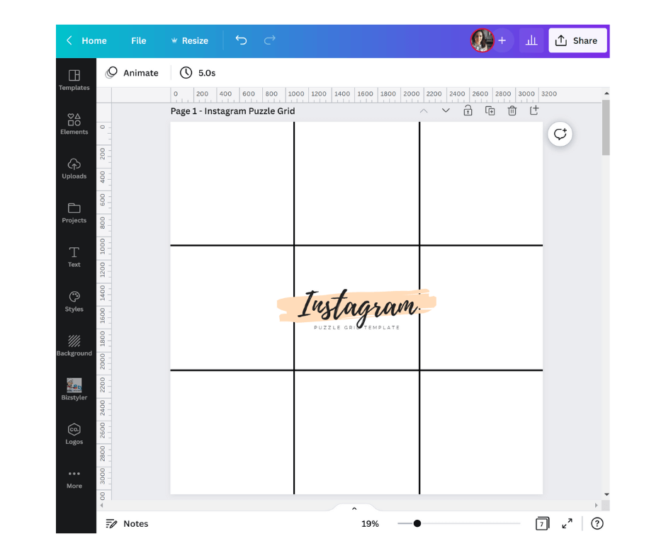 How To Split Images And Create An Instagram Puzzle Grid With Canva Bizstyler